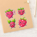 cute kawaii raspberries sticker | Zazzle