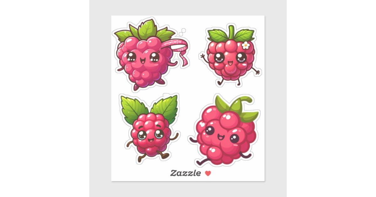 cute kawaii raspberries sticker | Zazzle