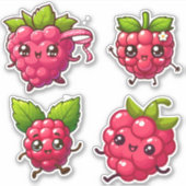 cute kawaii raspberries sticker | Zazzle