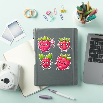 cute kawaii raspberries sticker | Zazzle