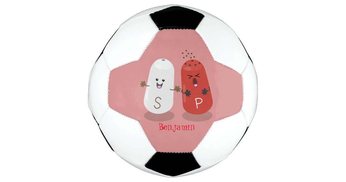 Cute kawaii salt and pepper shakers cartoon soccer ball | Zazzle