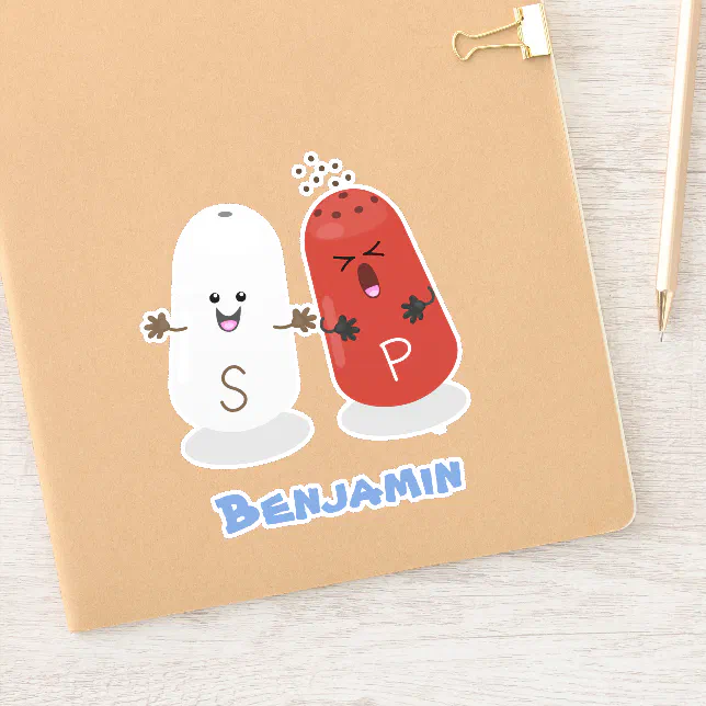 Cute kawaii salt and pepper shakers cartoon sticker | Zazzle