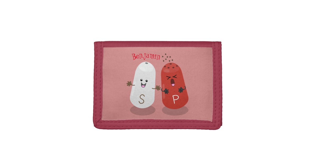 Cute kawaii salt and pepper shakers cartoon trifold wallet | Zazzle