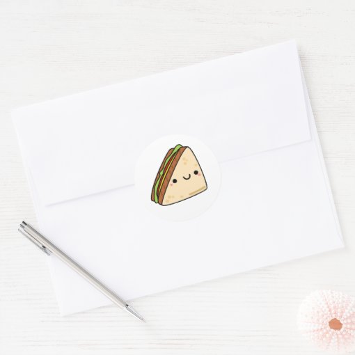 Cute Kawaii Sandwich Classic Round Sticker | Zazzle