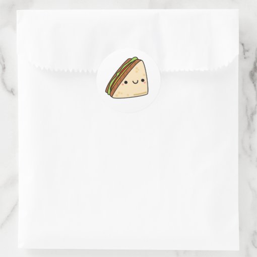 Cute Kawaii Sandwich Classic Round Sticker | Zazzle