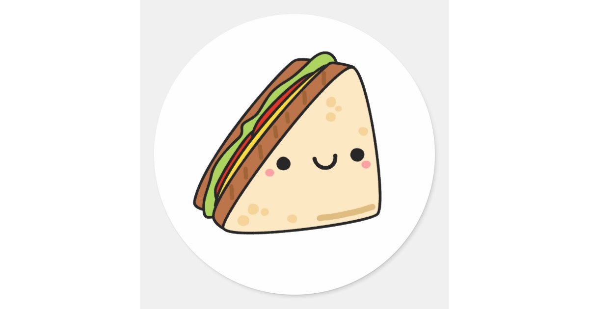 Cute Kawaii Sandwich Classic Round Sticker | Zazzle