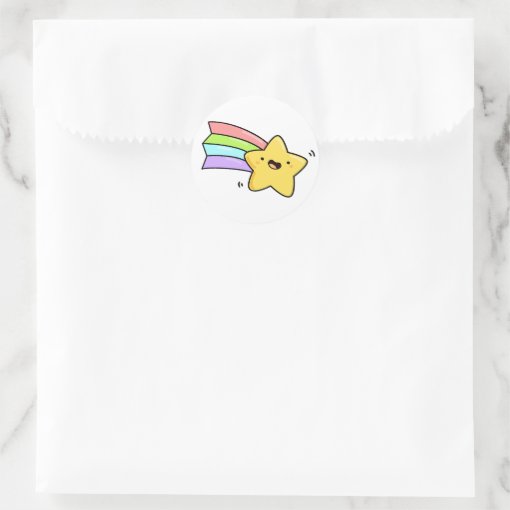 Cute Kawaii Shooting Star Classic Round Sticker | Zazzle