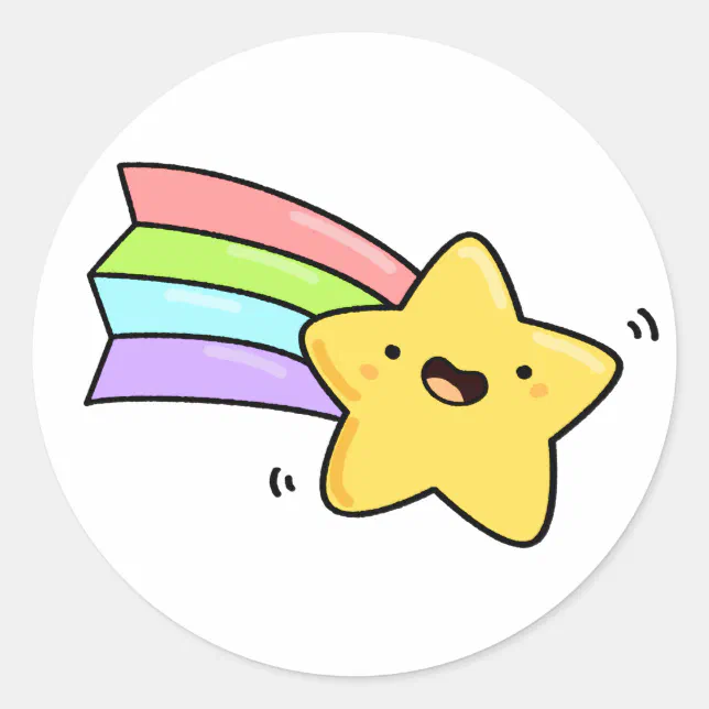 Cute Kawaii Shooting Star Classic Round Sticker | Zazzle