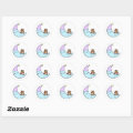 Cute Kawaii Sleepy Moon Classic Round Sticker | Zazzle