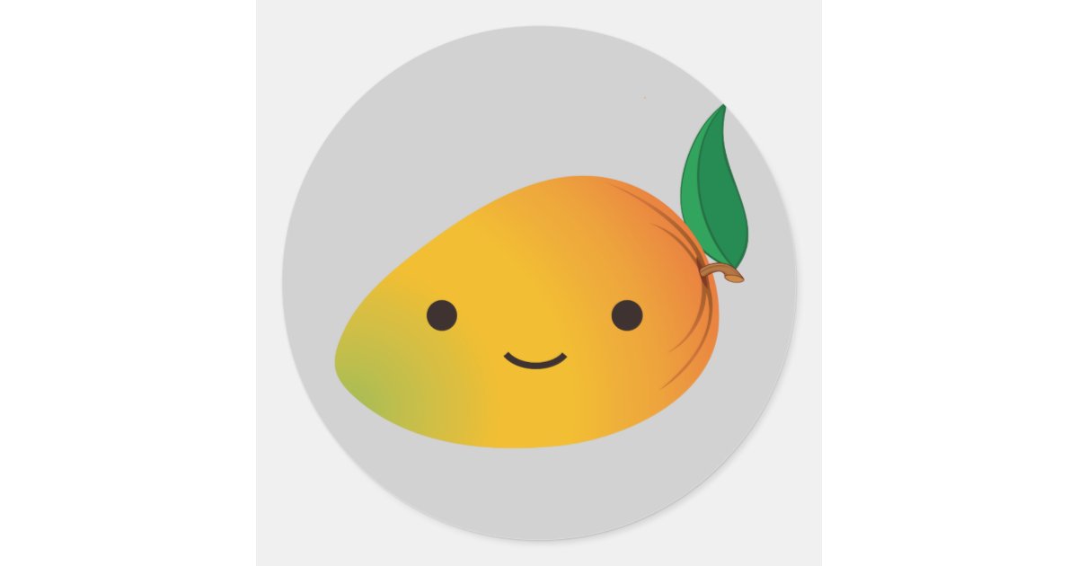 Cute Kawaii Smiling Mango Classic Round Sticker | Zazzle