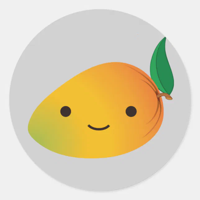 Cute Kawaii Smiling Mango Classic Round Sticker | Zazzle