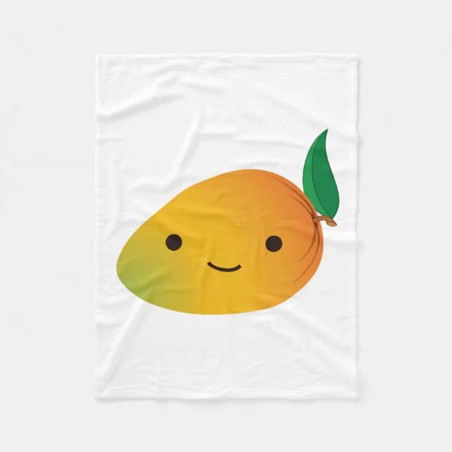 Cute Kawaii Smiling Mango Fleece Blanket | Zazzle