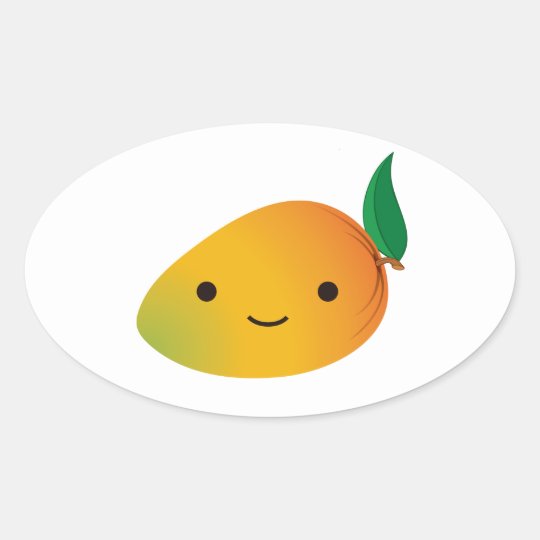 Cute Kawaii Smiling Mango Oval Sticker | Zazzle.com
