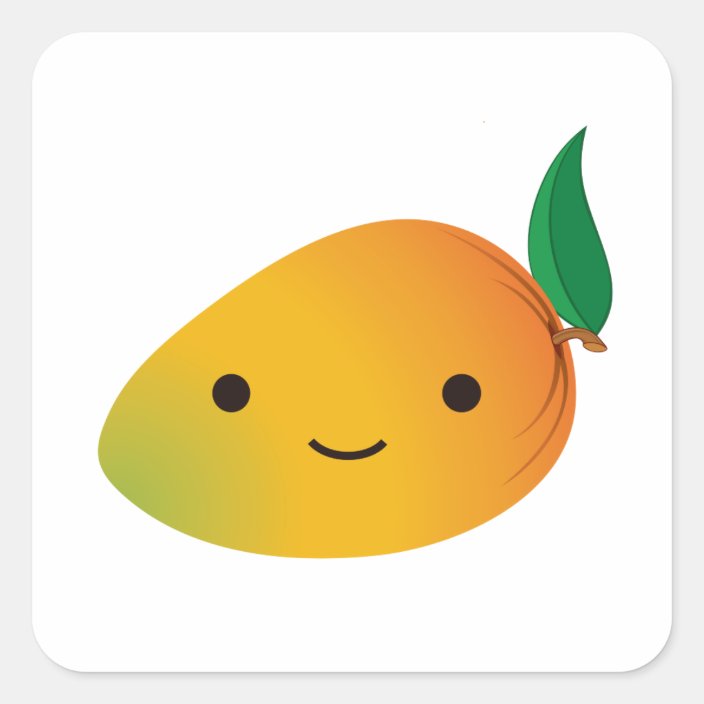 Cute Kawaii Smiling Mango Square Sticker | Zazzle.com