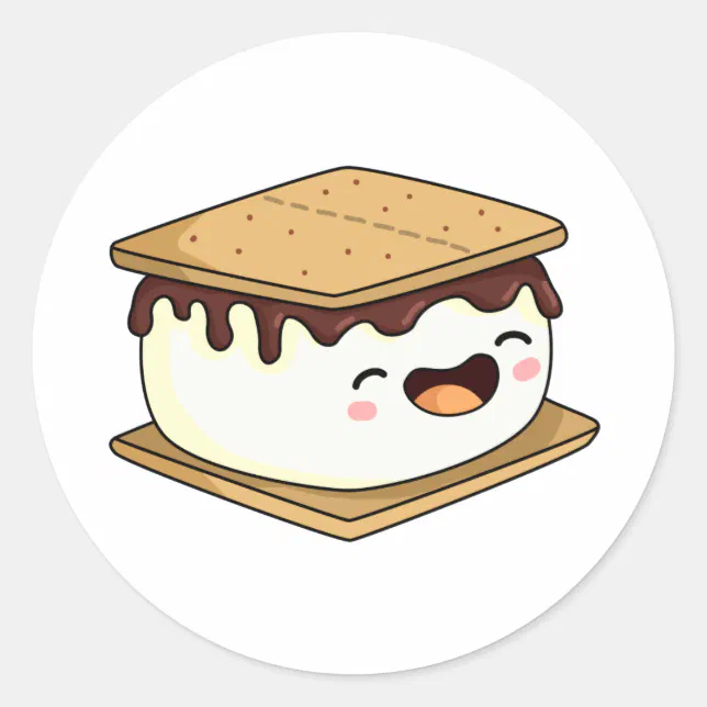Cute Kawaii Smore Classic Round Sticker | Zazzle