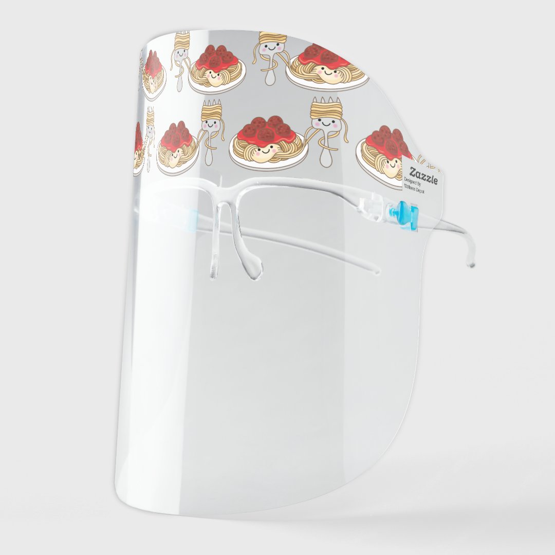 Cute Kawaii Spaghetti & Meatballs Food Restaurant Face Shield | Zazzle