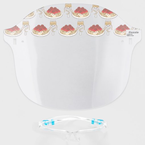 Cute Kawaii Spaghetti & Meatballs Food Restaurant Face Shield | Zazzle