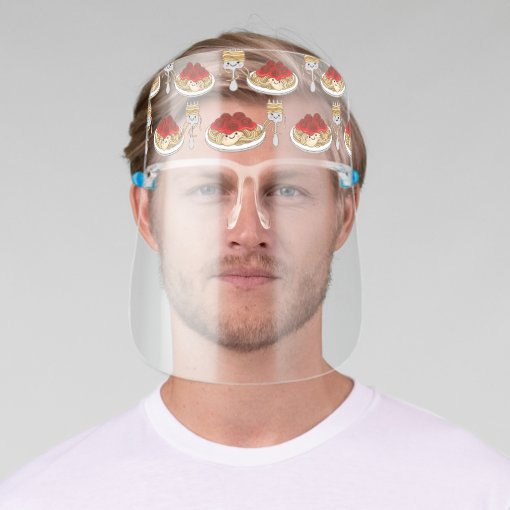 Cute Kawaii Spaghetti & Meatballs Food Restaurant Face Shield | Zazzle
