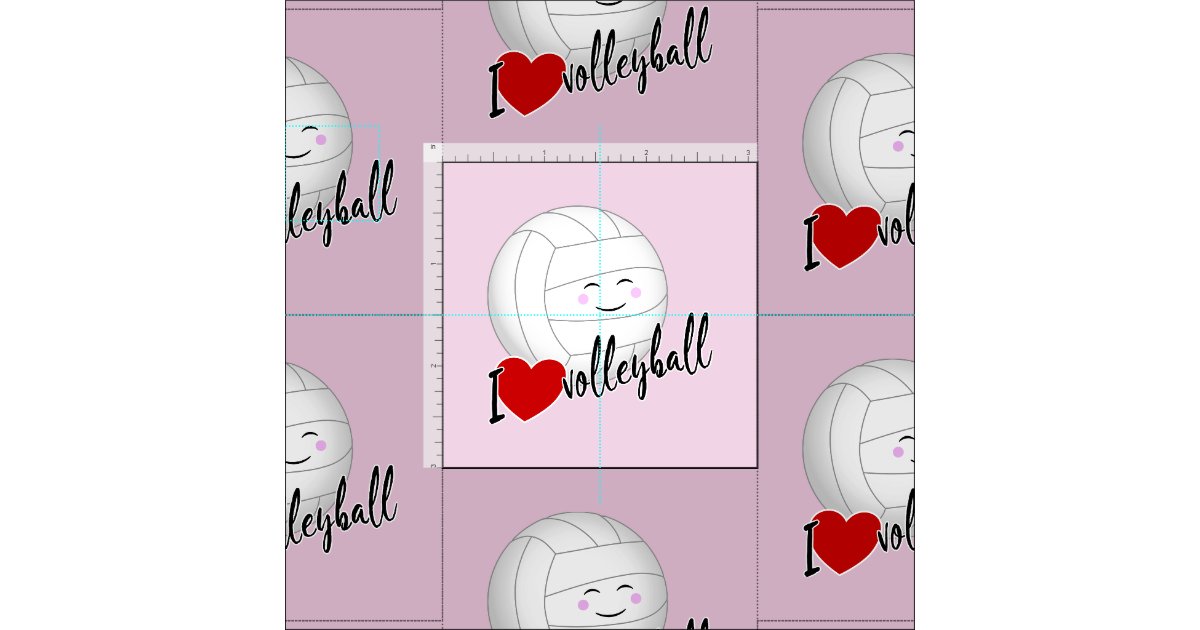 cute kawaii sports girls I love volleyball pattern Fabric | Zazzle