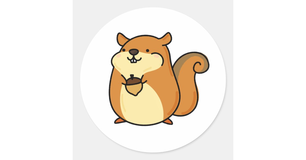 Cute Kawaii Squirrel Classic Round Sticker | Zazzle