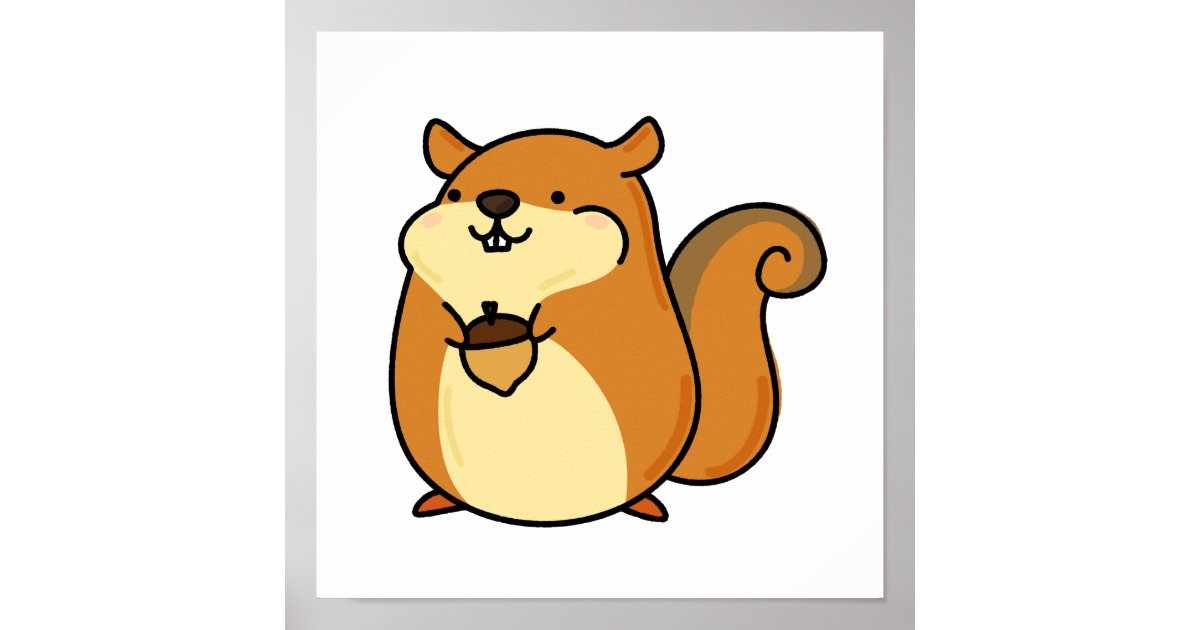 Cute Kawaii Squirrel Poster | Zazzle