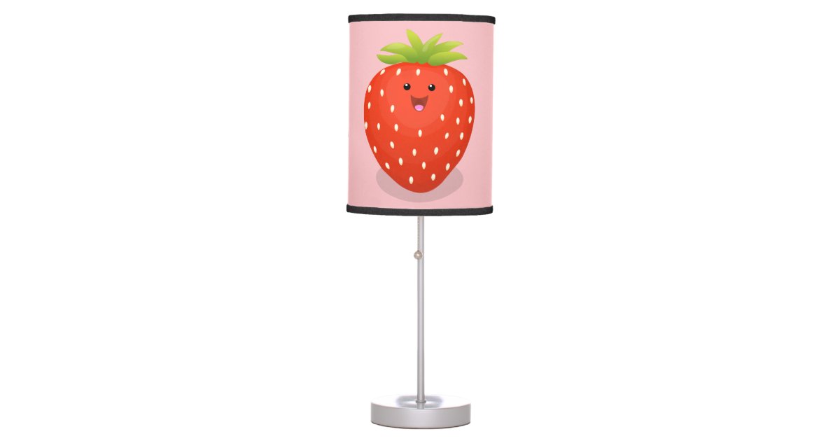 Cute kawaii strawberry cartoon illustration table lamp | Zazzle