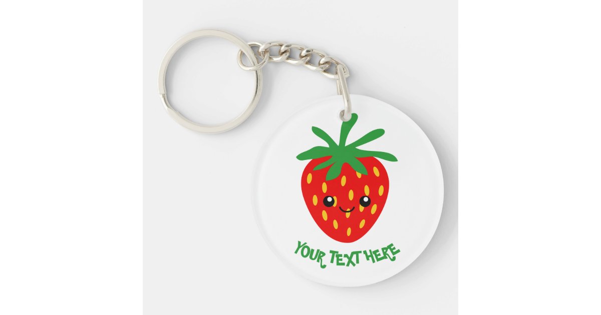 Cute Kawaii strawberry fruit keychain | Zazzle