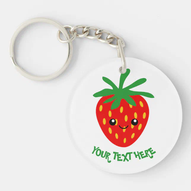 Cute Kawaii strawberry fruit keychain | Zazzle