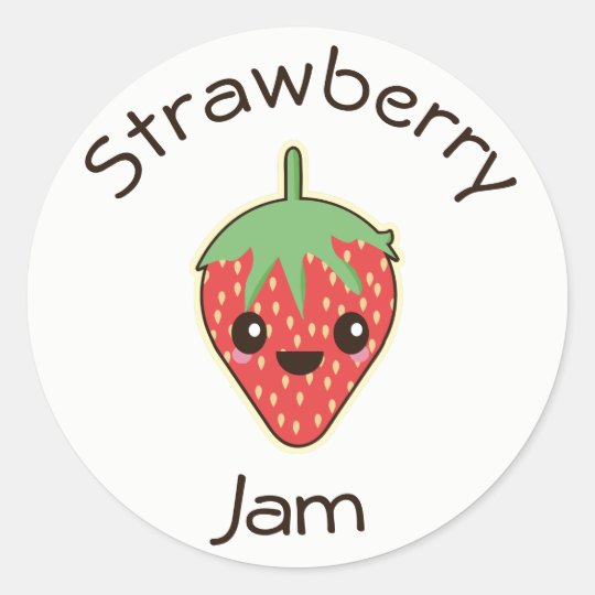 Cute Kawaii Strawberry Jam Jar Label | Zazzle.com