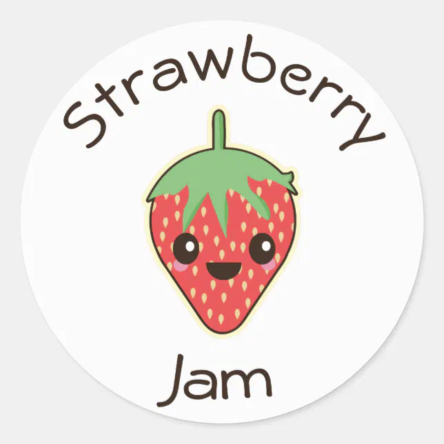 Cute Kawaii Strawberry Jam Jar Label | Zazzle