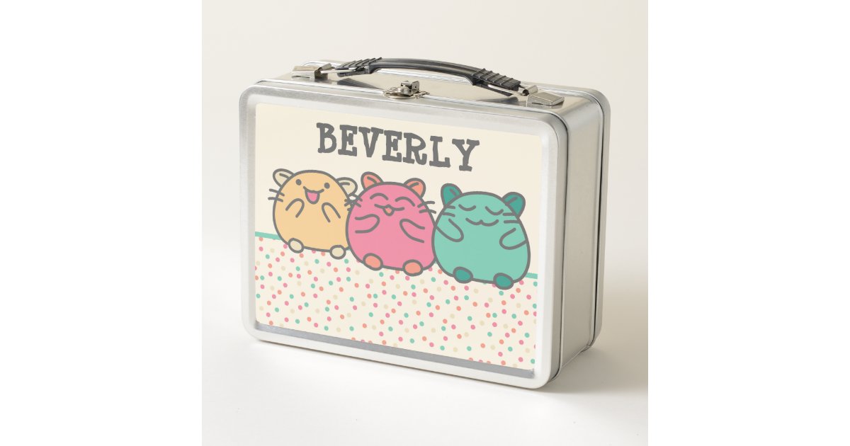 Cute Kawaii Style Cartoon Hamsters Personalized Metal Lunch Box | Zazzle