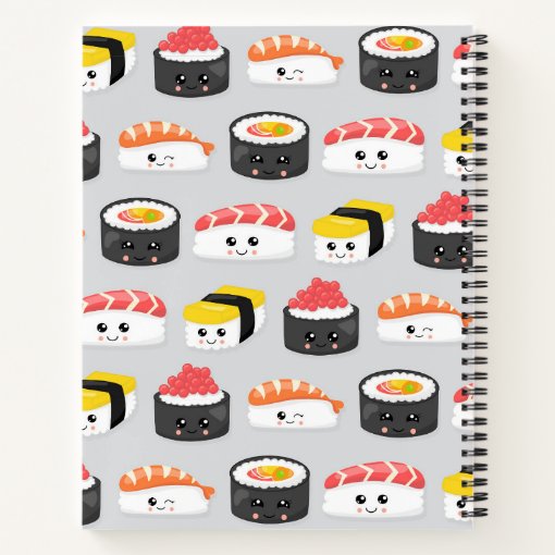 Cute Kawaii Sushi Personalized Kids Recipe Notebook | Zazzle