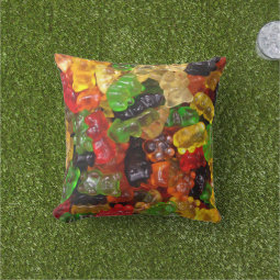 cute kawaii sweets colorful candy bear gummy outdoor pillow | Zazzle