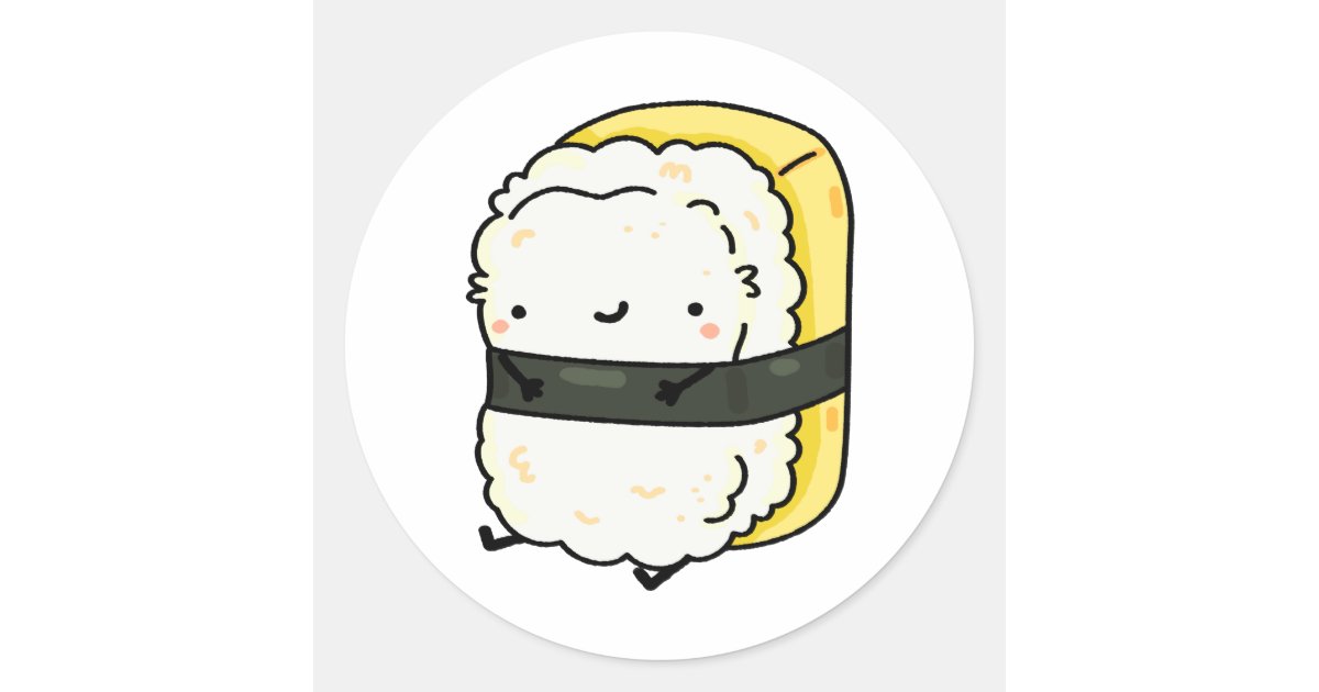 Cute Kawaii Tamago Sushi Classic Round Sticker | Zazzle