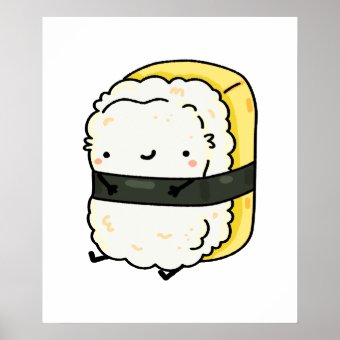 Cute Kawaii Tamago Sushi Poster | Zazzle