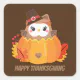 Cute Kawaii Thanksgiving owl add message Square Sticker | Zazzle