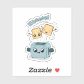 Cute Kawaii Toast and Toaster Sticker | Zazzle