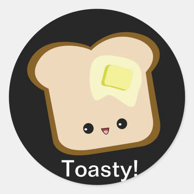 Cute kawaii toasty toast and butter sticker | Zazzle