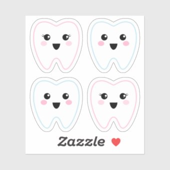 Cute kawaii tooth sticker | Zazzle