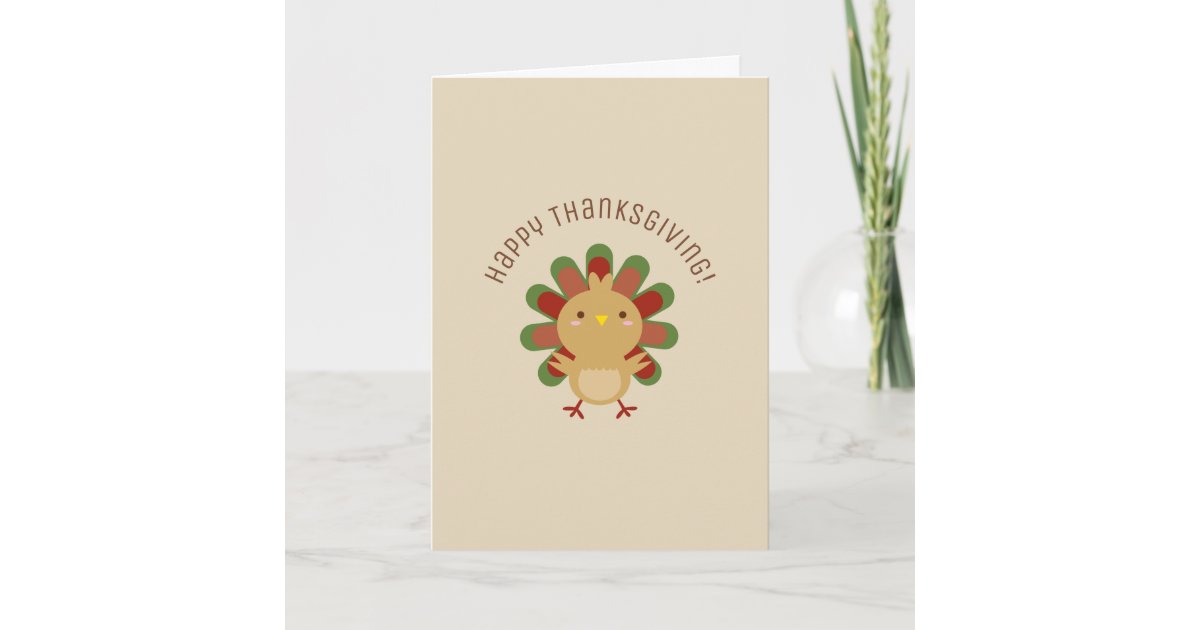 Cute Kawaii Turkey Happy Thanksgiving Greeting Card | Zazzle