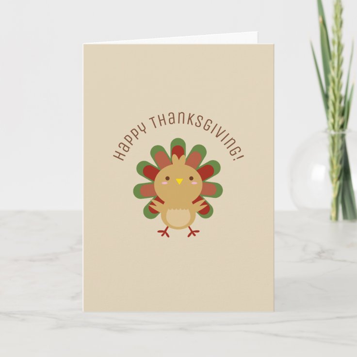 Cute Kawaii Turkey Happy Thanksgiving Greeting Card | Zazzle