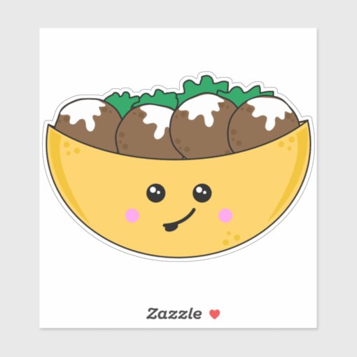 Cute Kawaii Vegetarian Falafel in Pitta Bread Food Sticker | Zazzle