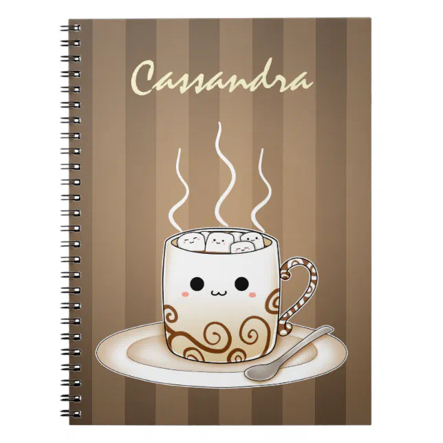 Cute kawaii warm cocoa drink notebook | Zazzle