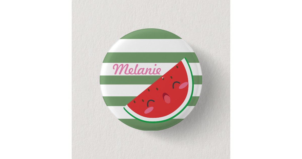 Cute Kawaii Watermelon Personalised Button | Zazzle