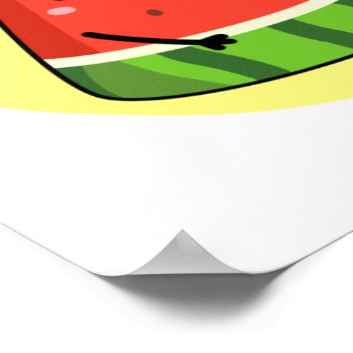 Cute Kawaii Watermelon Slice Poster | Zazzle