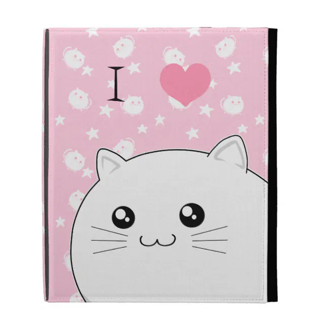 Cute Kawaii white kitty cat iPad Case | Zazzle