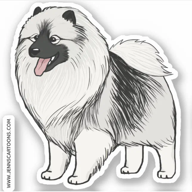 Cute Keeshond Cartoon Dog Drawing Keesie Vinyl Sticker | Zazzle