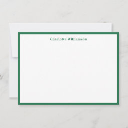 Cute Kelly Green Border Personalized Stationery Thank You Card | Zazzle