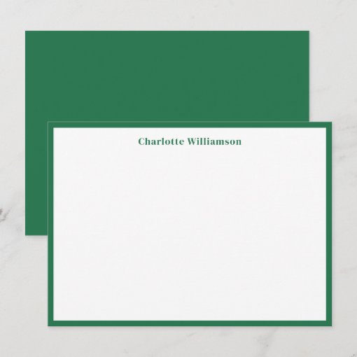 Cute Kelly Green Border Personalized Stationery Thank You Card | Zazzle