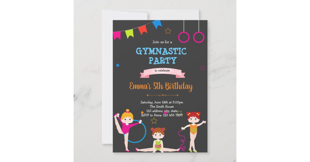 Cute kid gymnastic invitation | Zazzle